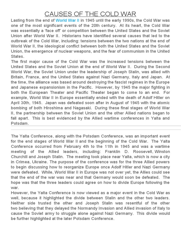 Causes of The Cold War | PDF | Cold War | Communism