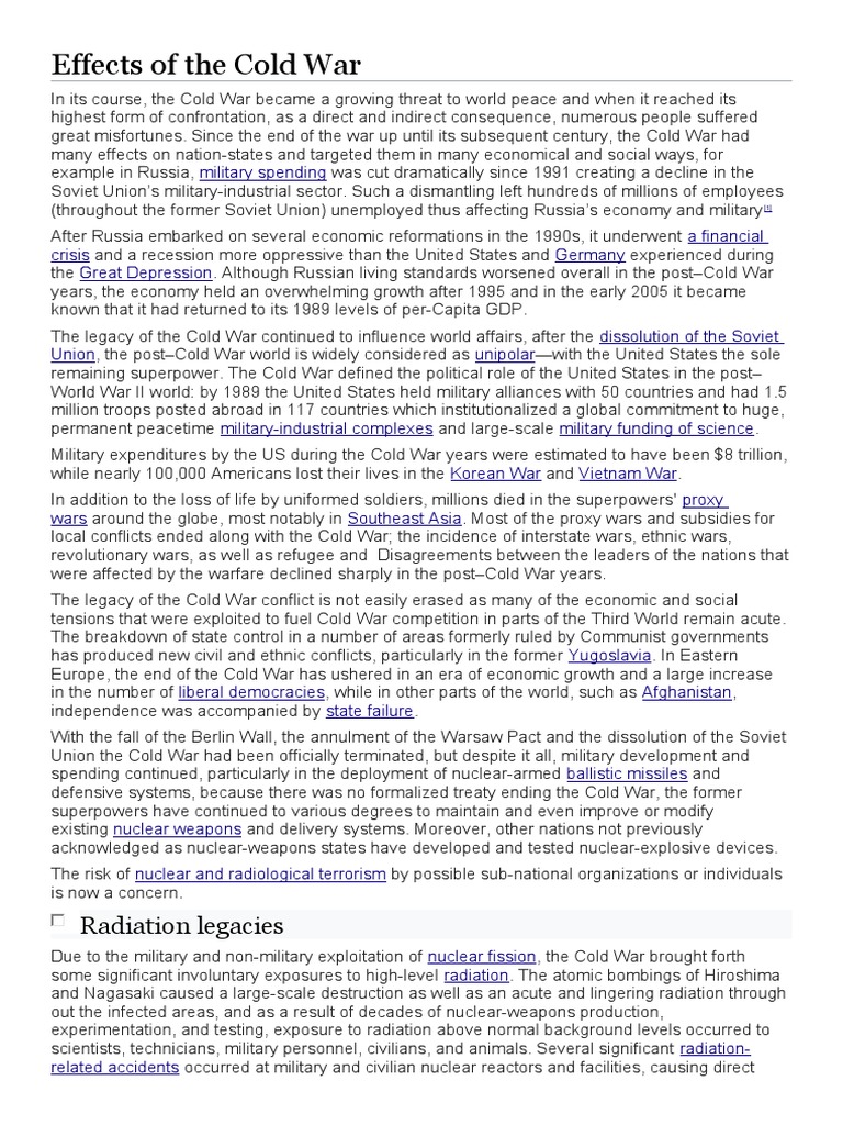 Effects of The Cold War Doc2 | PDF | Nuclear Weapons | Cold War