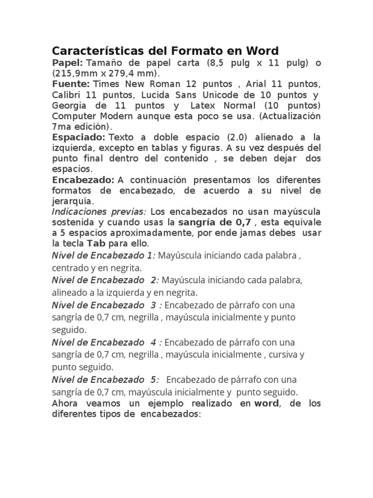 Características del Formato en Word | PDF | Estilo apa | Informática y ...