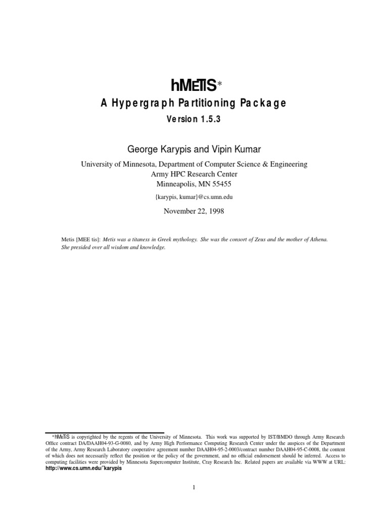 HM T S: A Hypergraph Partitioning Package | PDF | Vertex (Graph Theory) | Discrete Mathematics