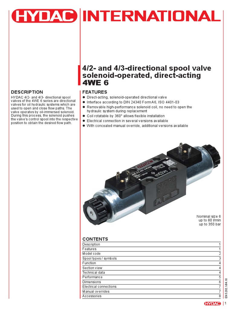 Hydac PDF | PDF | Valve | Electrical Connector