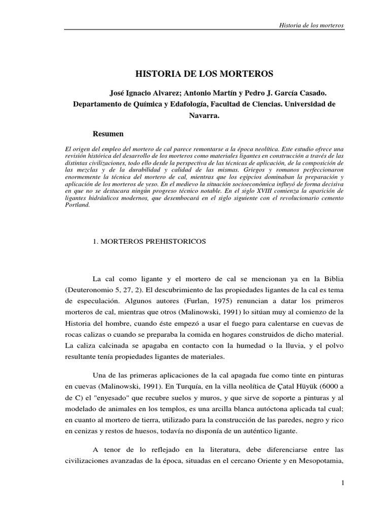 Origen y evolución de los morteros | PDF | Cemento | Yeso
