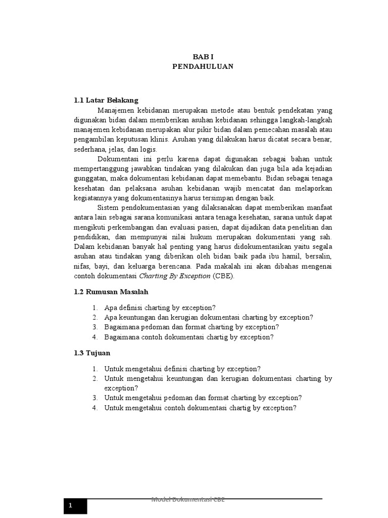 Makalah DOkumentasi Kebidanan Charting by Exception | PDF