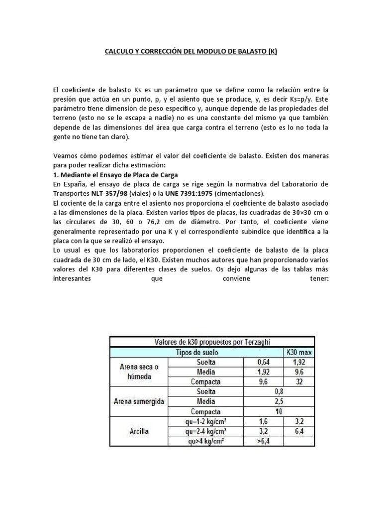 Calculo y Corrección Del Modulo de Balasto | PDF | Fundación ...