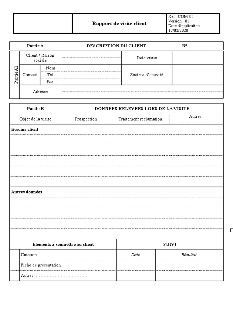COM-02 Rapport Visite Clients | PDF