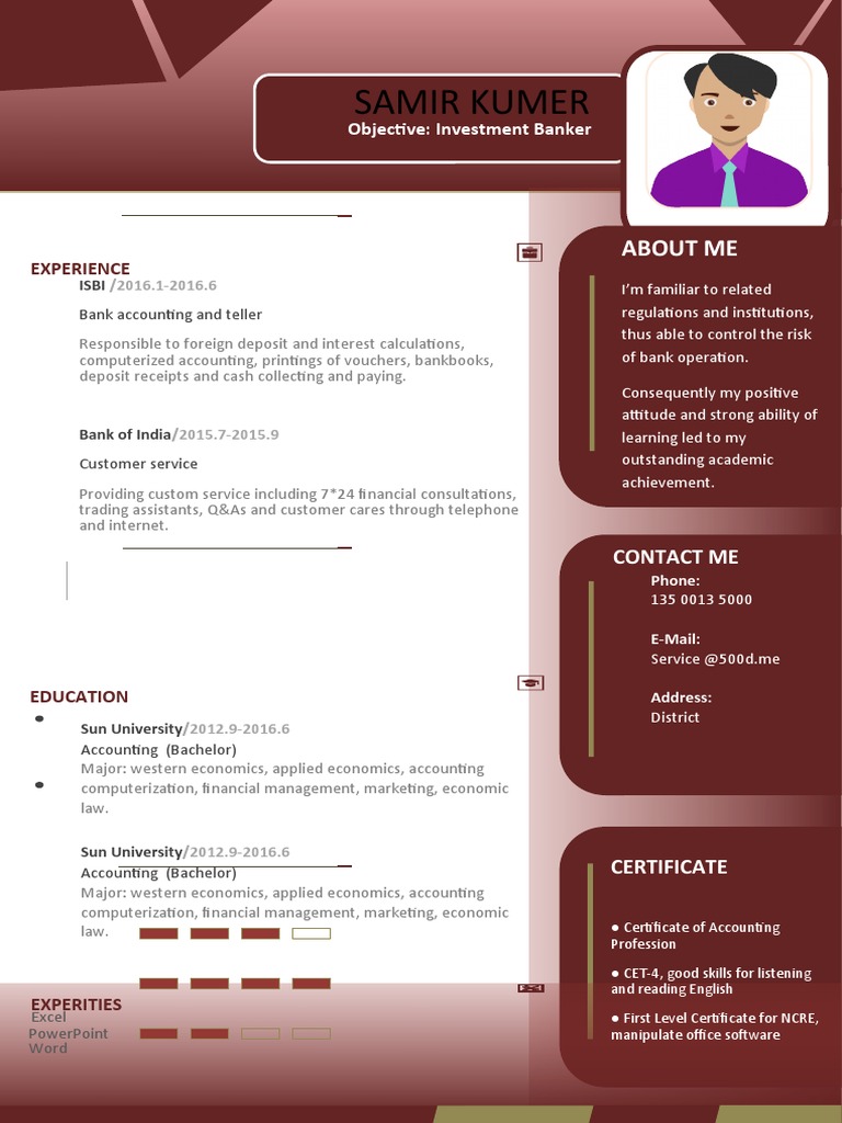 Investment Banker Resume: Samir Kumer | PDF | Banks | Service Industries
