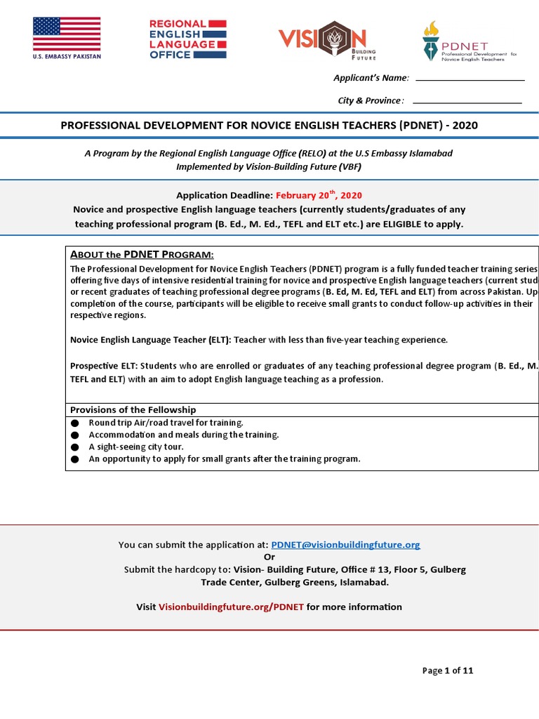 Professional Development For Novice English Teachers (Pdnet) - 2020 ...