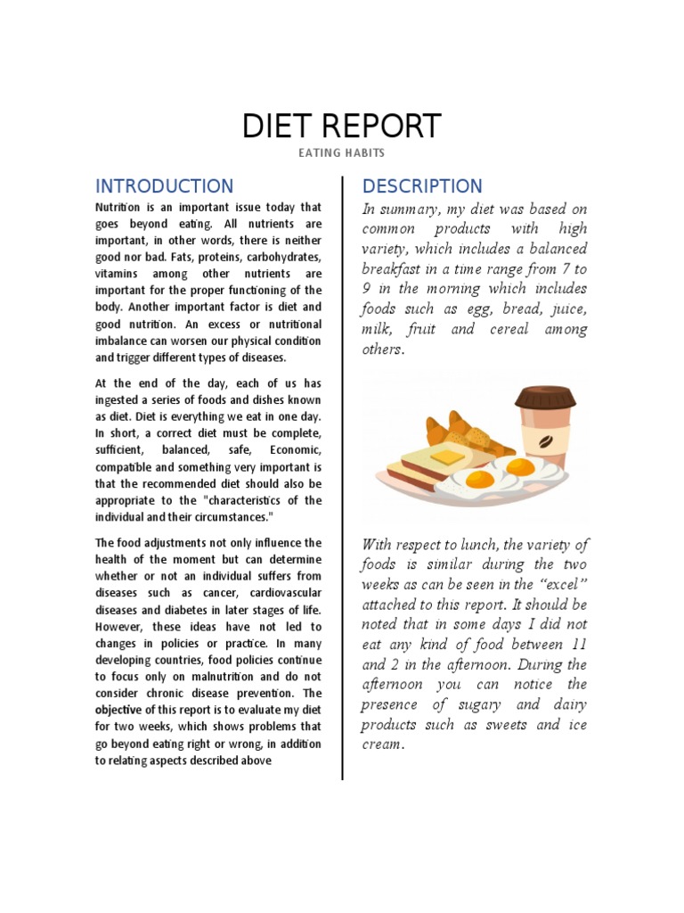Diet Report Sample 1 | PDF | Diet (Nutrition) | Diet & Nutrition