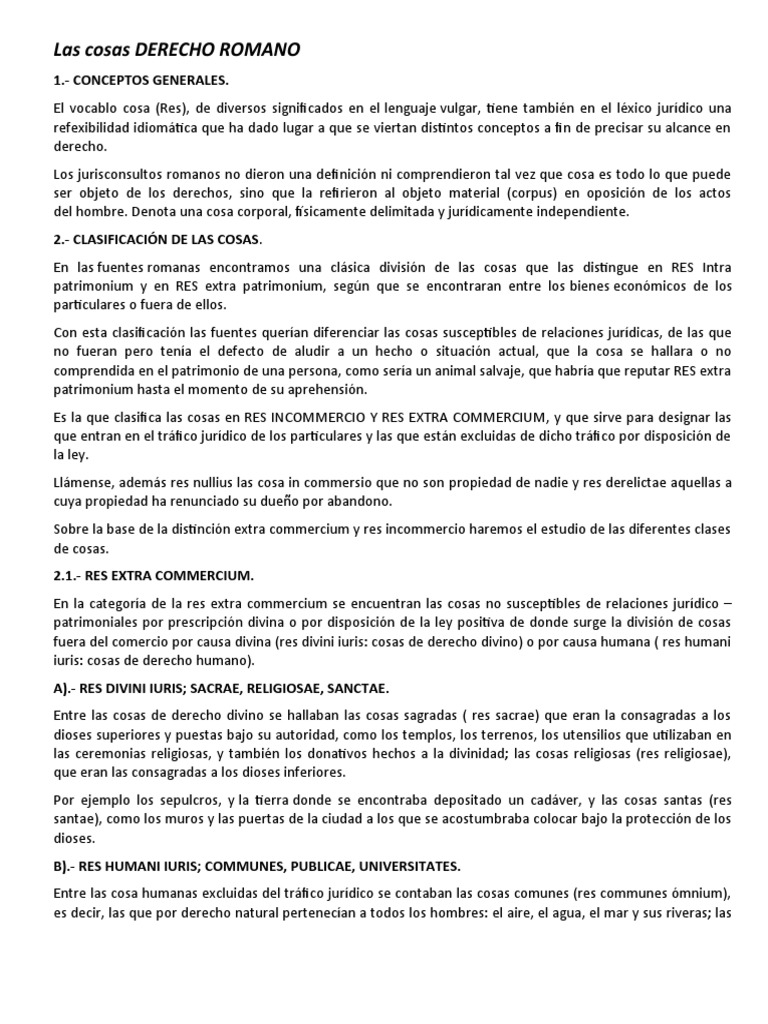 Las Cosas DERECHO ROMANO | PDF | Propiedad | Justicia