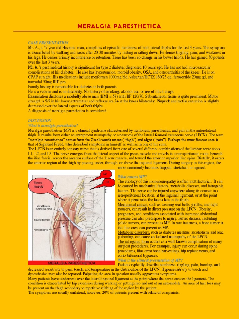 Meralgia Paresthetica: Case Presentation | PDF | Pelvis | Peripheral ...