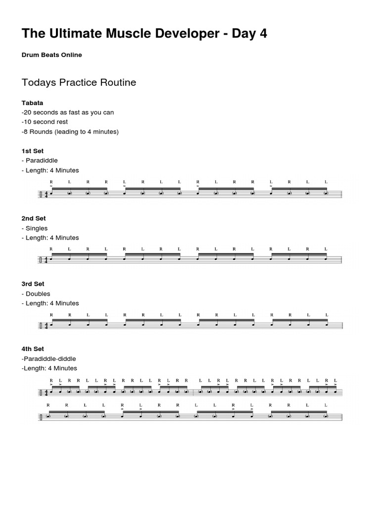 The Ultimate Muscle Developer - Day 4: Todays Practice Routine | PDF