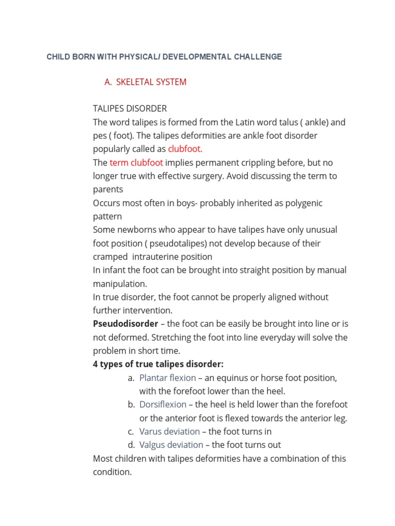 A. Skeletal System: Child Born With Physical/ Developmental Challenge ...