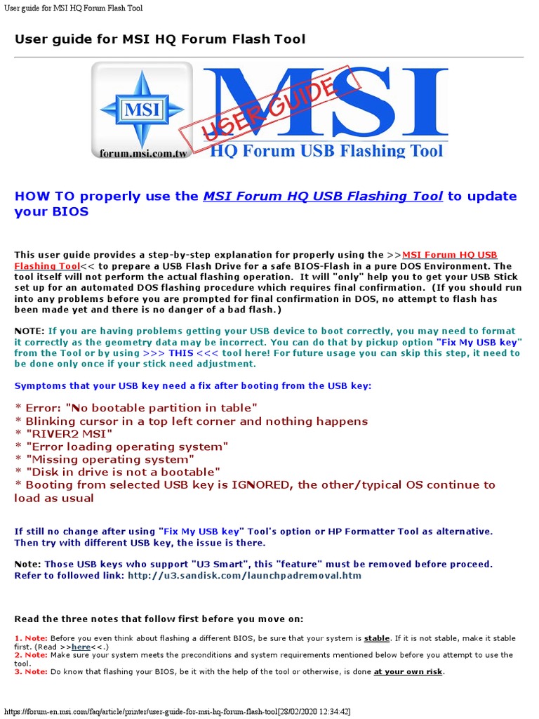 MSI HQ Forum USB Flash Tool Guide | PDF | Bios | Usb Flash Drive