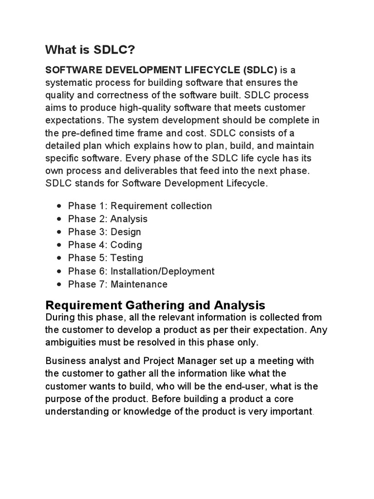 What Is SDLC?: Requirement Gathering and Analysis | PDF | Software ...