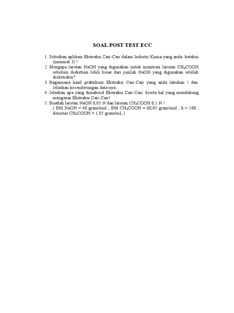 Soal Post Test Ecc | PDF
