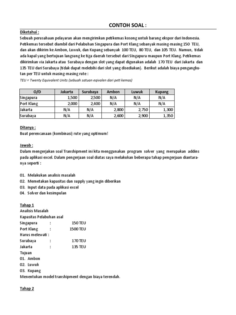 Rute Transshipment Optimal Petikemas | PDF