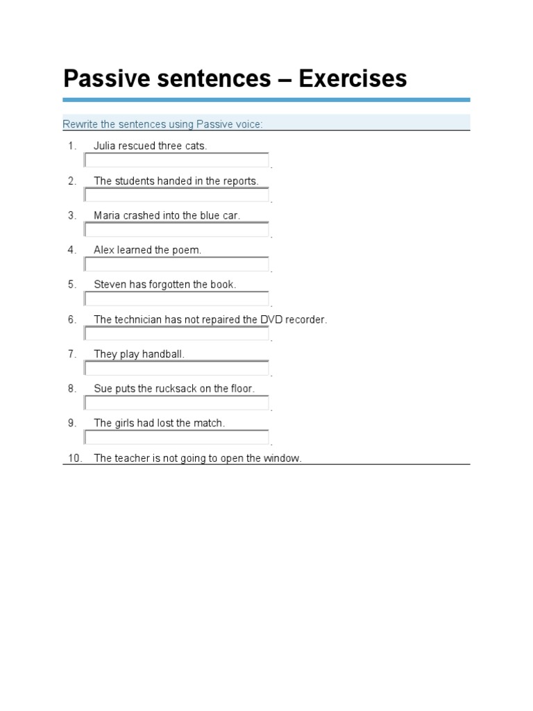 Passive Voice Exercises | PDF