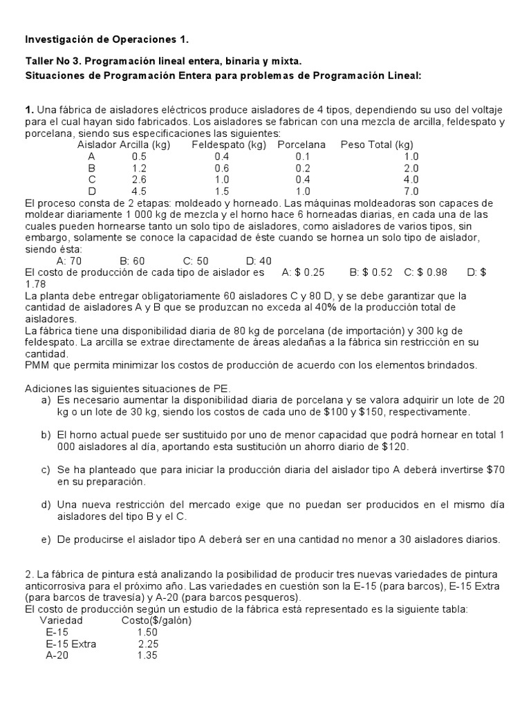 Programación Lineal Entera y Mixta | PDF | El plastico | Juguetes