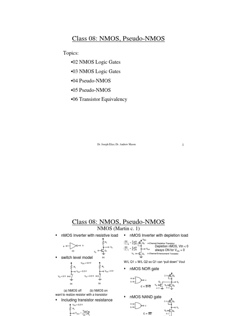 Class 08: NMOS, Pseudo-NMOS | PDF | Electronic Design | Electronics
