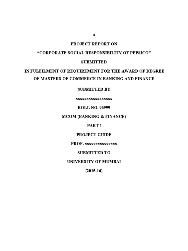 CSR of Pepsico | Download Free PDF | Pepsi Co | Corporate Social ...