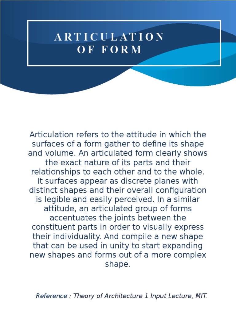 Articulation Refers To The Attitude in Which The Surfaces of A Form ...