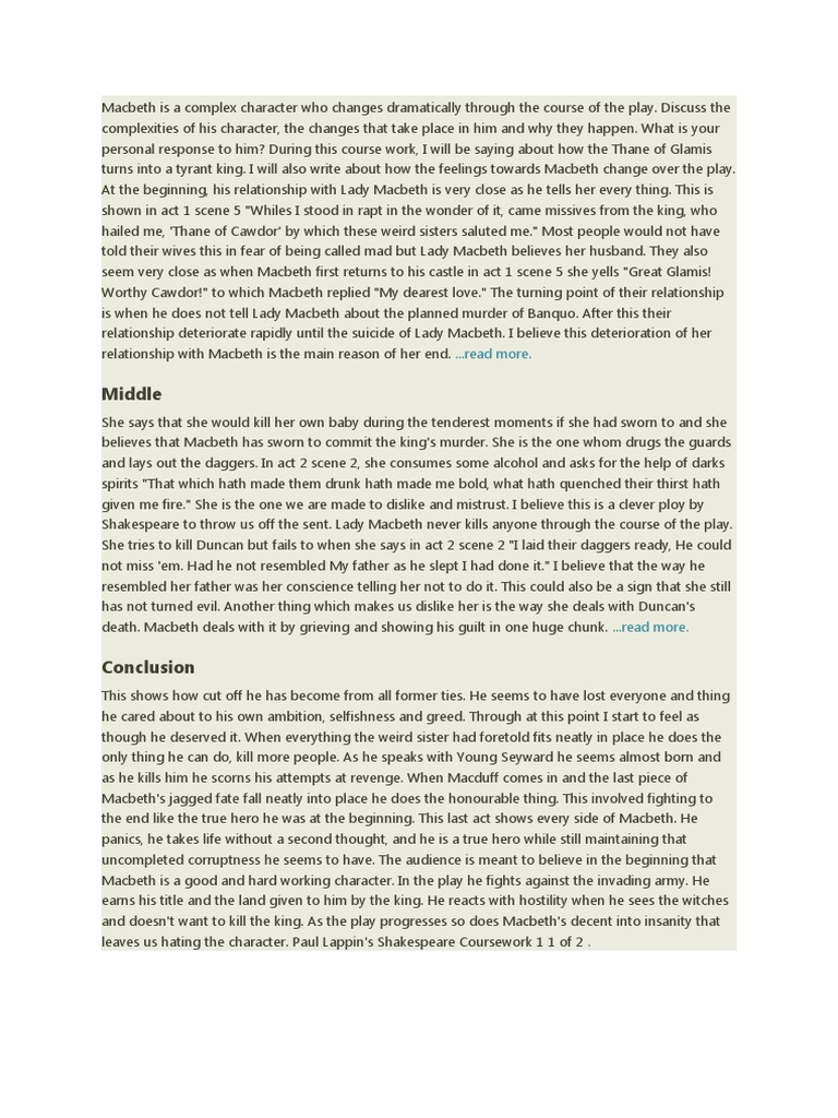 Shakespeare Analysis | PDF | Macbeth | Shakespearean Tragedies