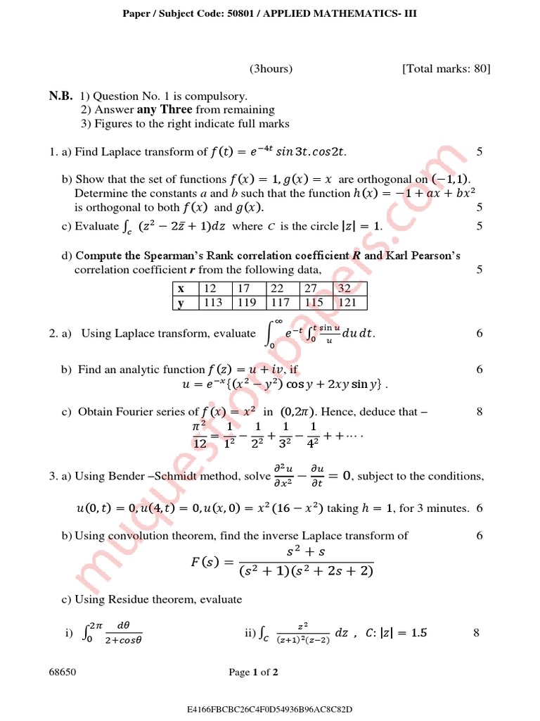 Se-Civil Sem3 M3-CBCGS Dec19 PDF | PDF | Mathematical Concepts | Mathematical Objects