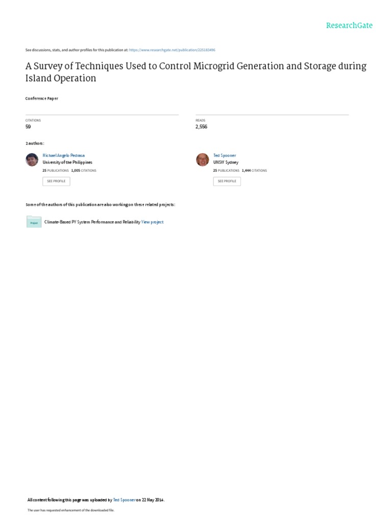 A Survey of Techniques Used To Control Microgrid G | PDF | Electrical Grid | Distributed Generation