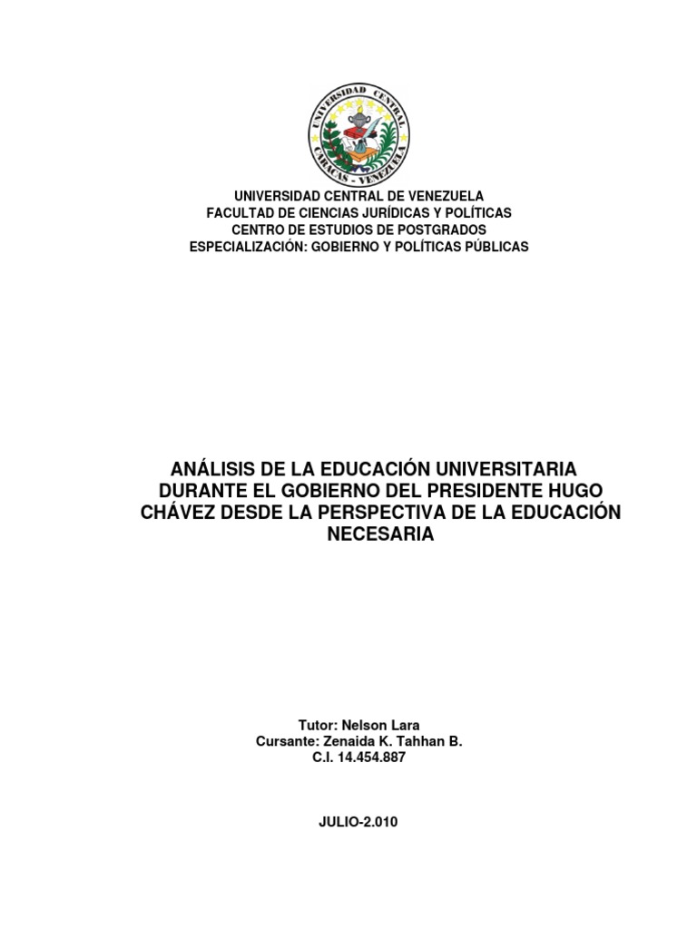 Analisis De La Educacion Pdf Sociedad Venezuela