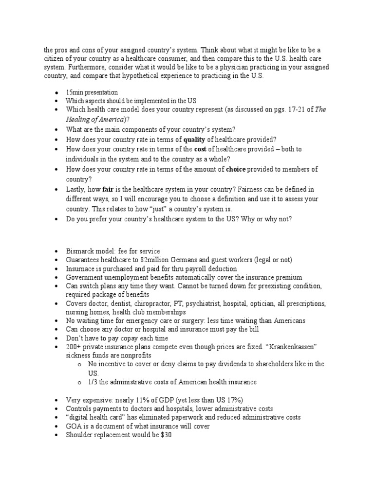 Comparative Health Systems | PDF | Health System | Economics Of Service ...