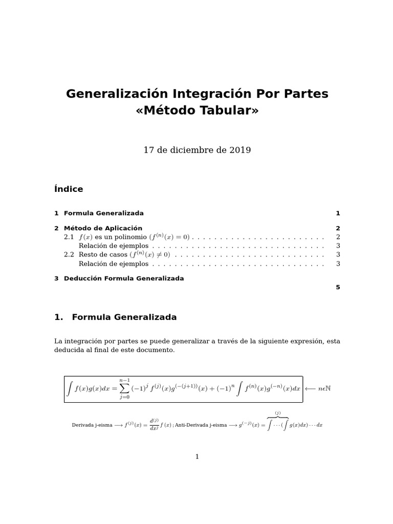 Método Tabular en Integración por Partes | PDF | Integral | Álgebra