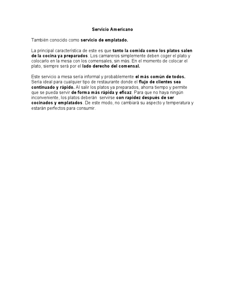 Servicio Americano | PDF | Cuchillería | Restaurante y Catering