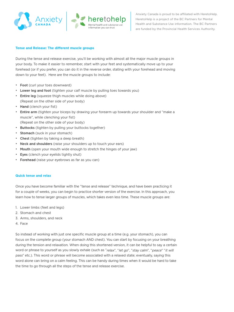 Tense and Release: The Different Muscle Groups | PDF | Relaxation ...