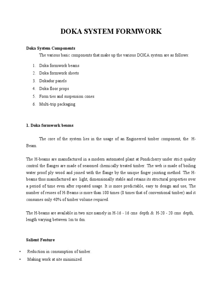 Doka System Components | PDF | Crane (Machine) | Economic Sectors