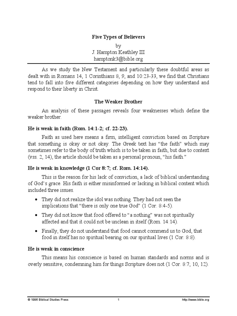 Five Types of Believers | PDF | Epistle To The Romans | First Epistle ...