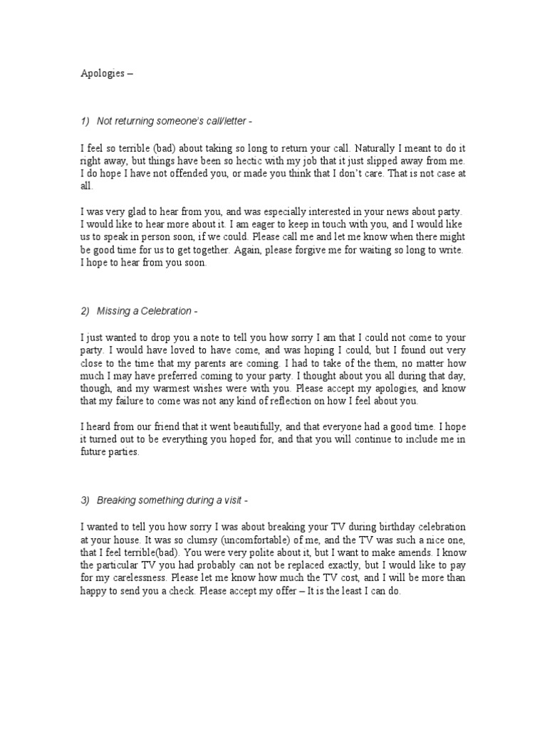 1) Not Returning Someone's Call/letter | PDF