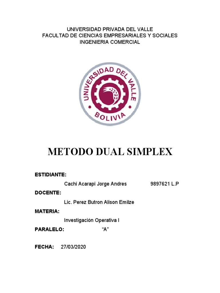 Metodo Dual Simplex | PDF