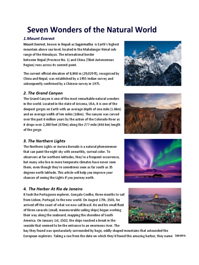 Seven Wonders of The Natural World | PDF | Earth Sciences | Geography