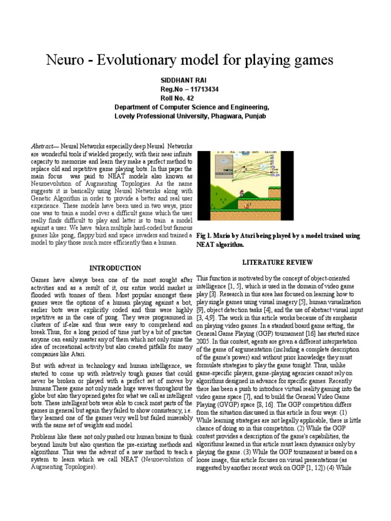 Neuro - Evolutionary Model For Playing Games | Download Free PDF | Algorithms | Mathematical ...
