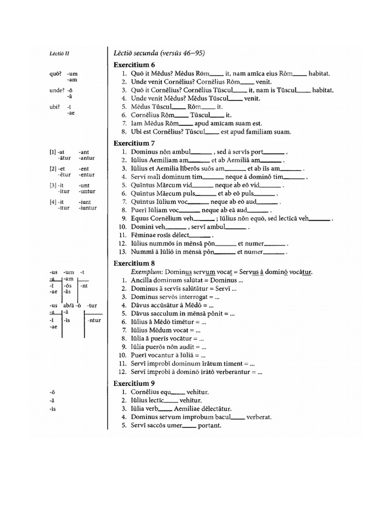 Exercitia Latina, Cap. VI | PDF
