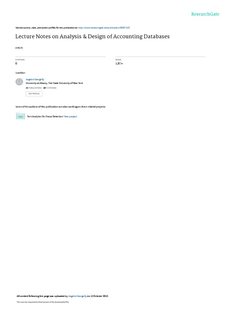 Lecture Notes On Analysis Design of Accounting Dat PDF | PDF ...