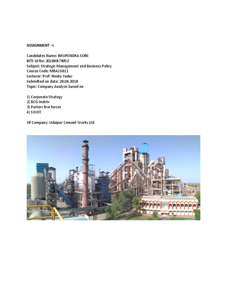Udaipur Cement Works Ltd: Strategic Analysis | PDF | Swot Analysis ...