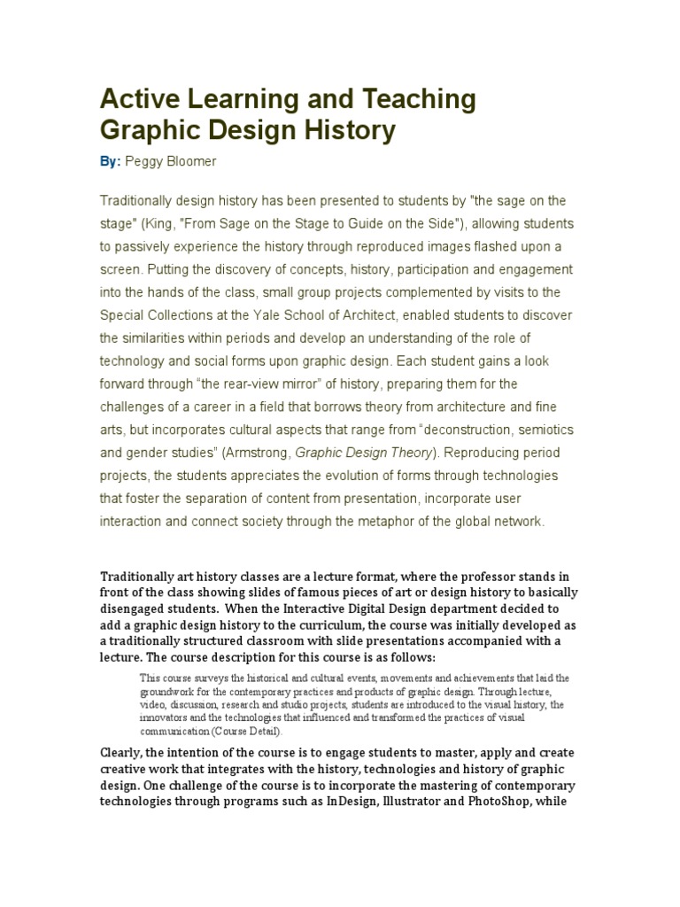 Active Learning and Teaching Graphic Design History | PDF | Graphic ...