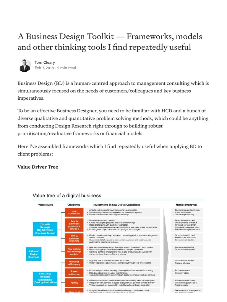 A Business Design Toolkit - Frameworks, Models and Other Thinking Tools ...