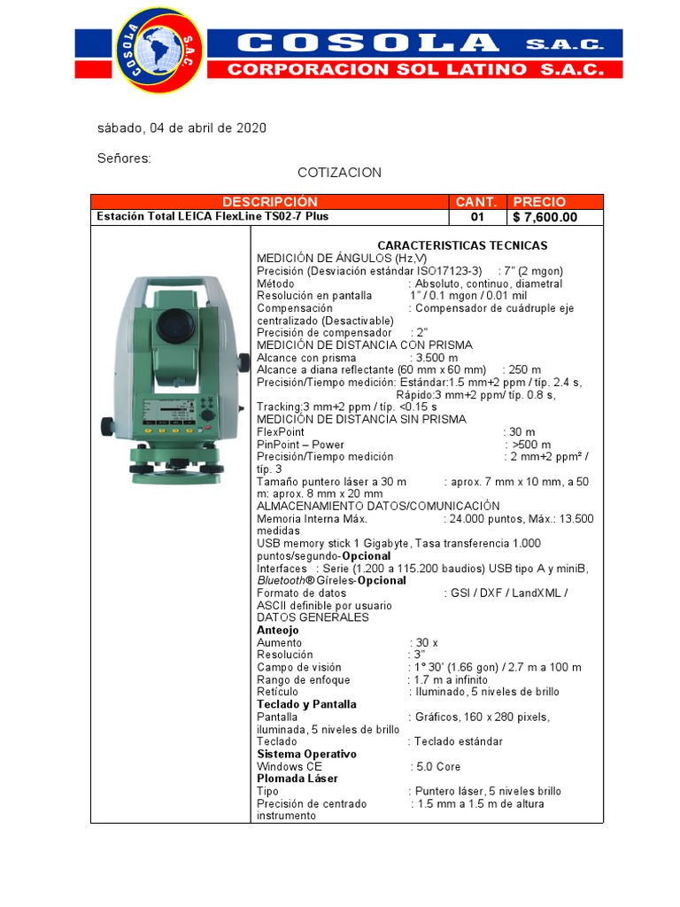EstacionLeica TS02 7 Plus | PDF | Informática | Science