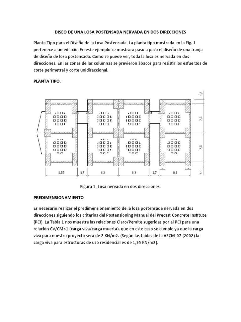 Diseo de Una Losa Postensada Nervada en Dos Direcciones | PDF | Física ...