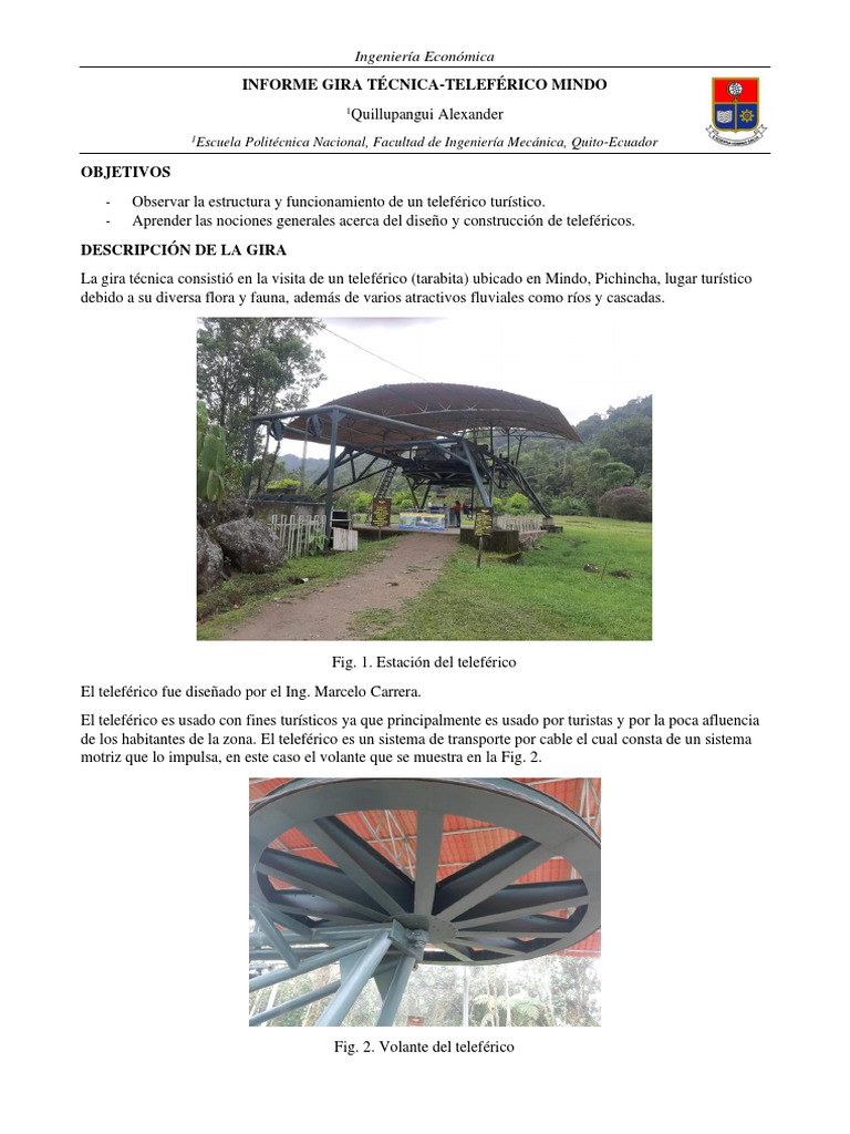 Funcionamiento del Teleférico Mindo | PDF | Motor eléctrico ...