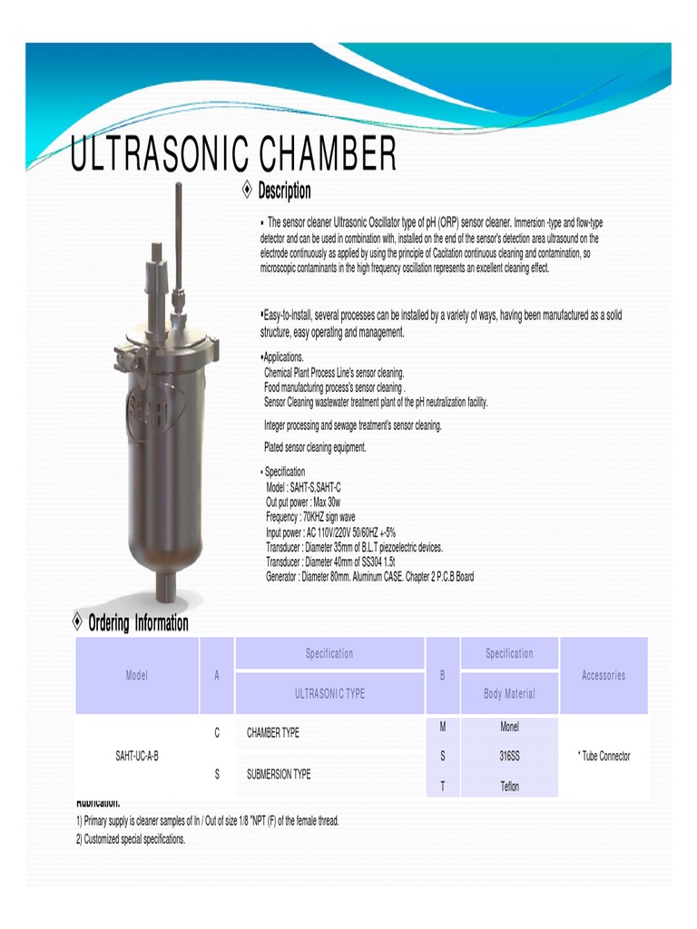 Ultrasonic Chamber: Description | PDF | Ultrasound | Sensor