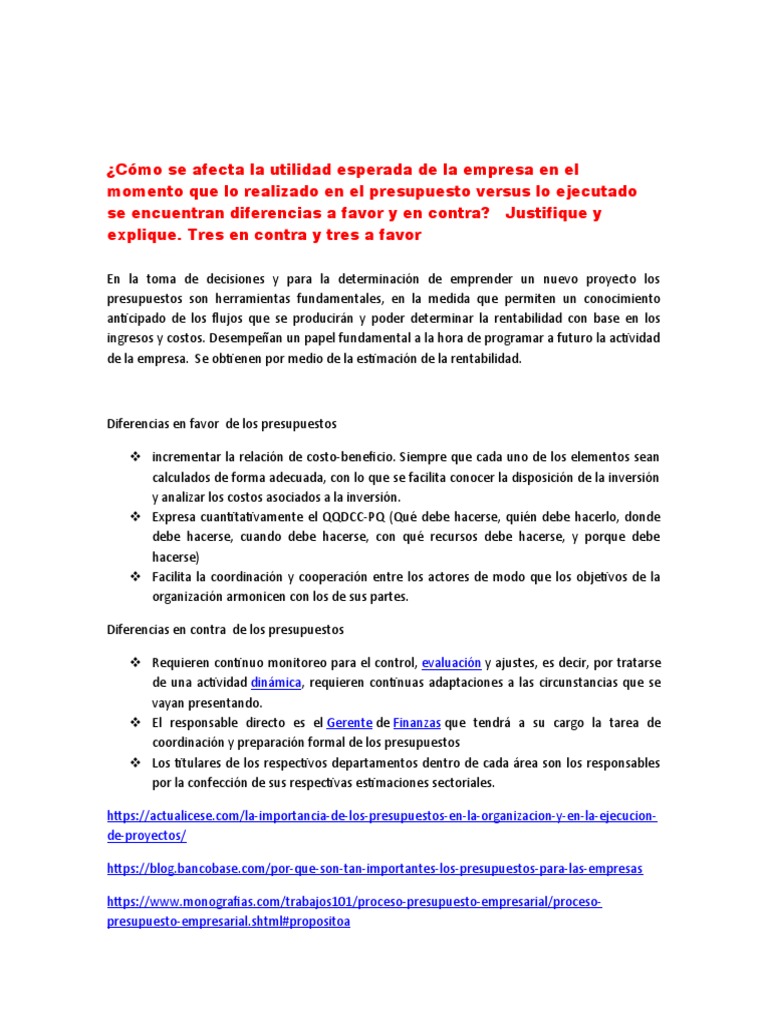 Foro Semana 5-6 Presupuestos | PDF | Finanzas y dinero