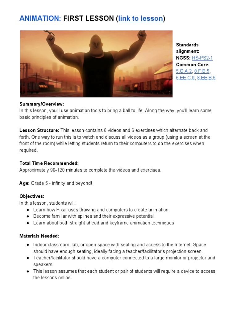 First Lesson : Animation Link To Lesson | PDF | Computer Animation ...